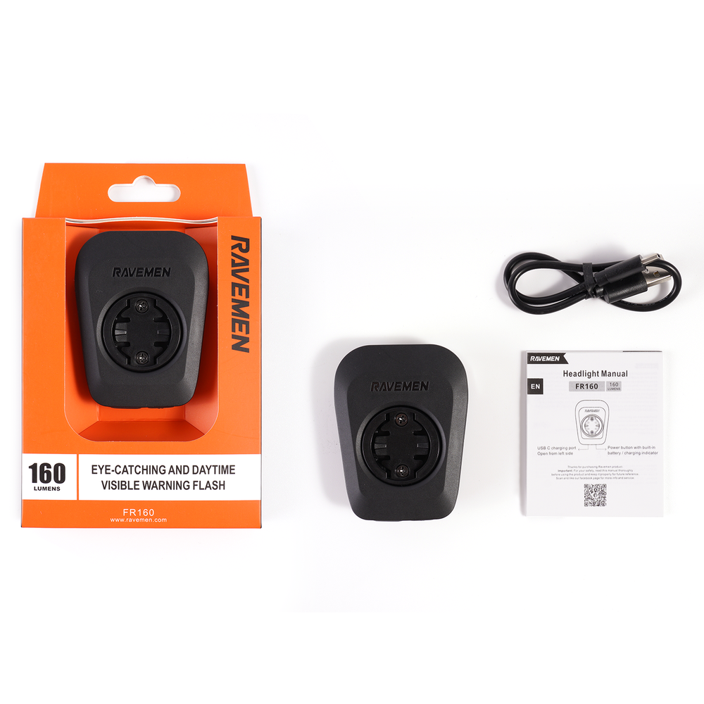 FR160 Rechargeable Daytime Visible Bike Light for Garmin/Wahoo_RAVEMEN